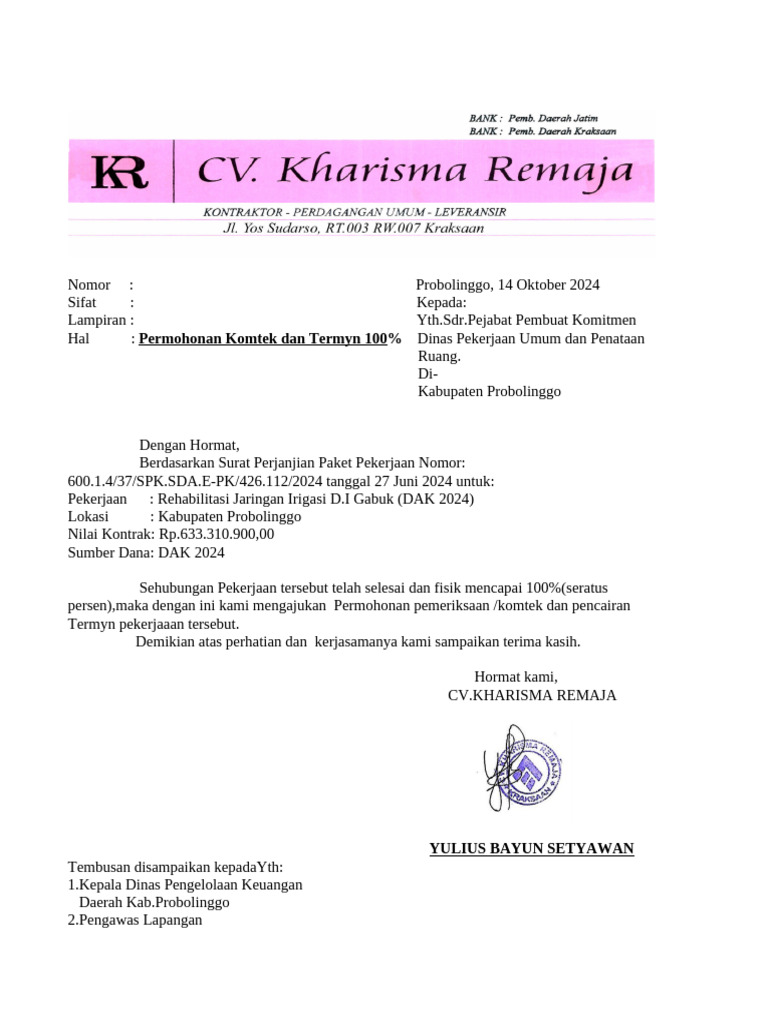 Permohonan Komtek D.I Gabuk 2024 | PDF