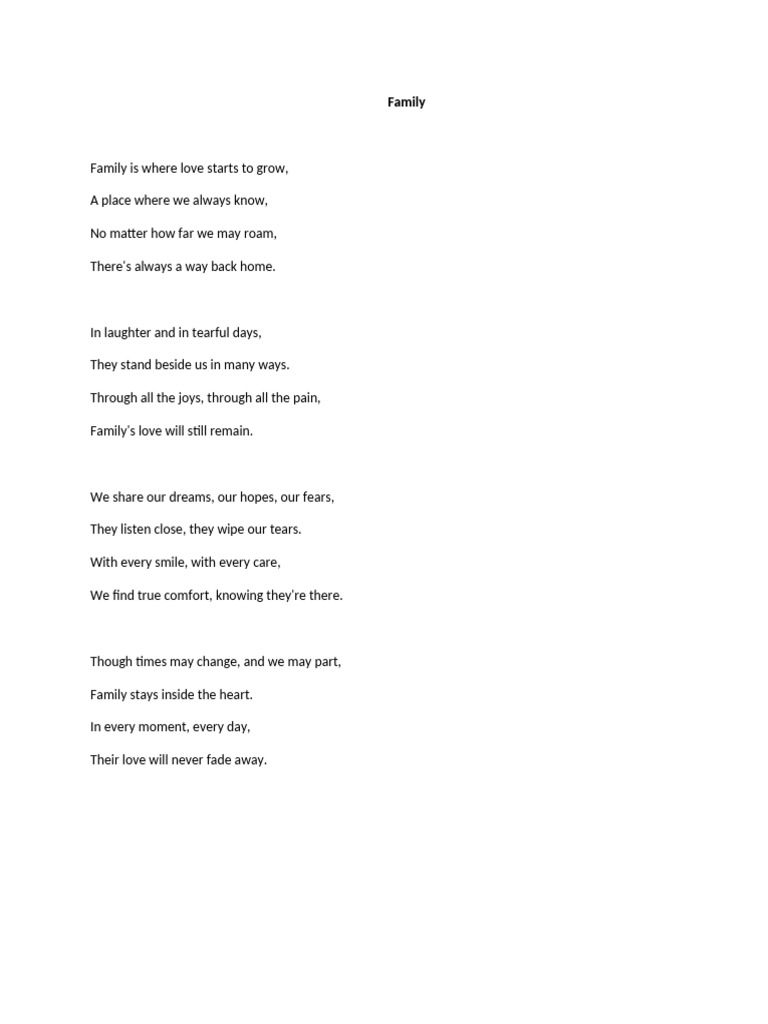 Family Poem | PDF | Poetry