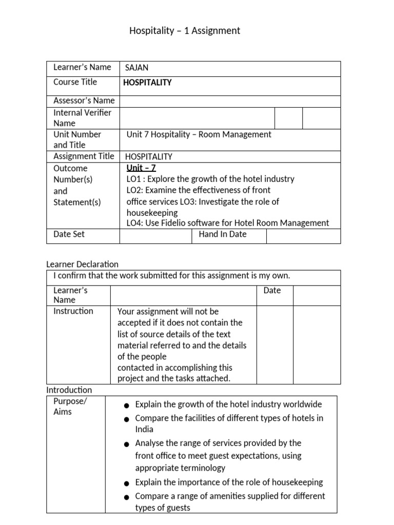 Hospitality-1 Assignments Written | PDF | Hotel | Marriott International