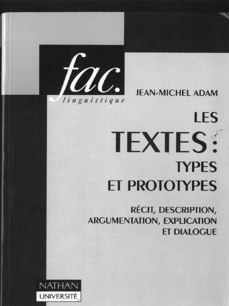 Linguistique Jean Michel Adam Les Textes Types Et Prototypes Recit ...