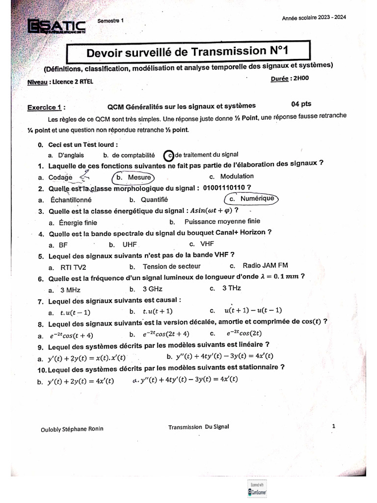 Devoirs & Examens Rtel 2 (2023-2024) ..... | PDF