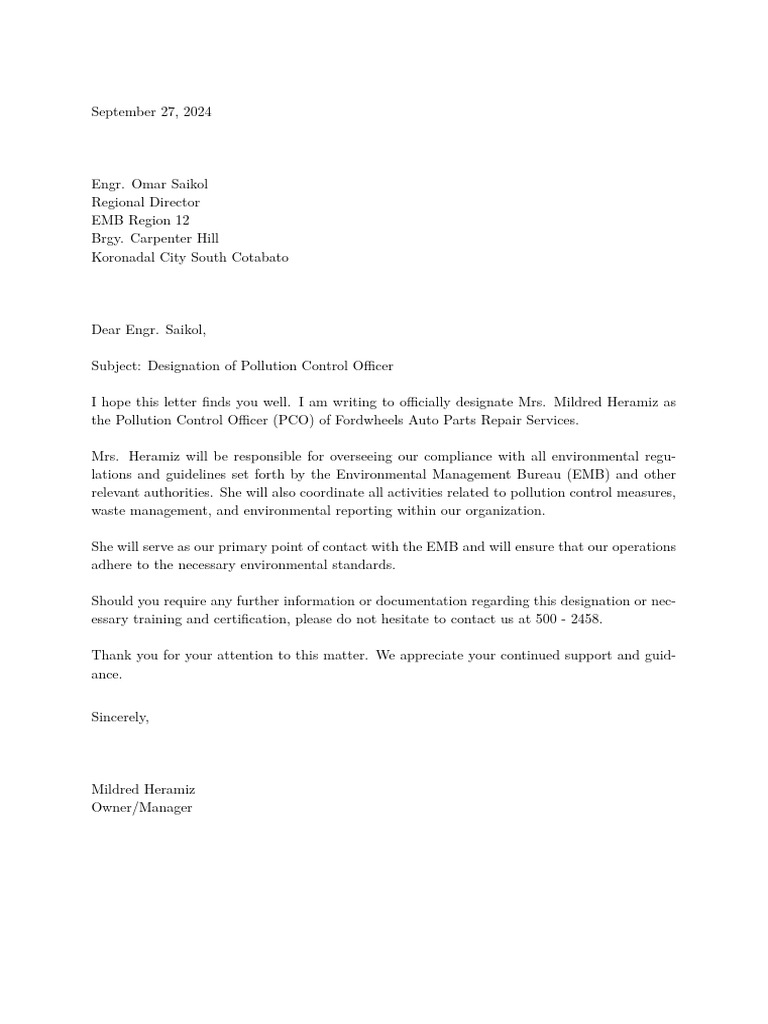 Letter of Designation | PDF