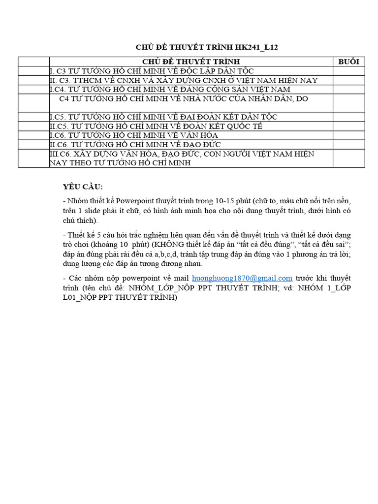 CHỦ ĐỀ THUYẾT TRÌNH_L12. | PDF