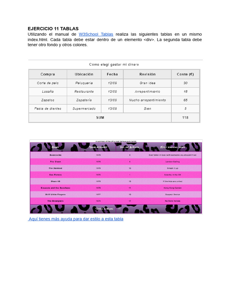 EJERCICIO 11 TABLAS (1) | PDF