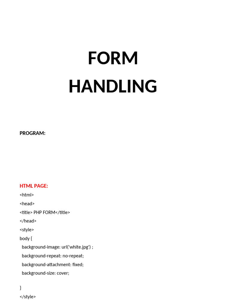 PHP Form Handling | PDF