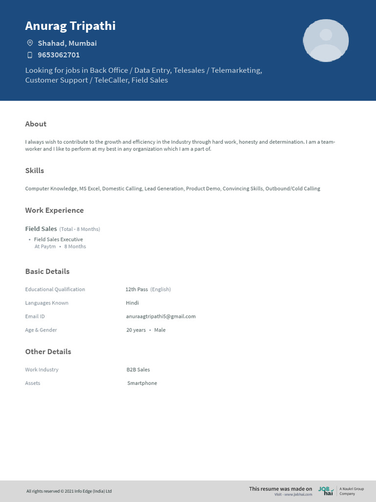 Anurag Tripathi CV | PDF | Business