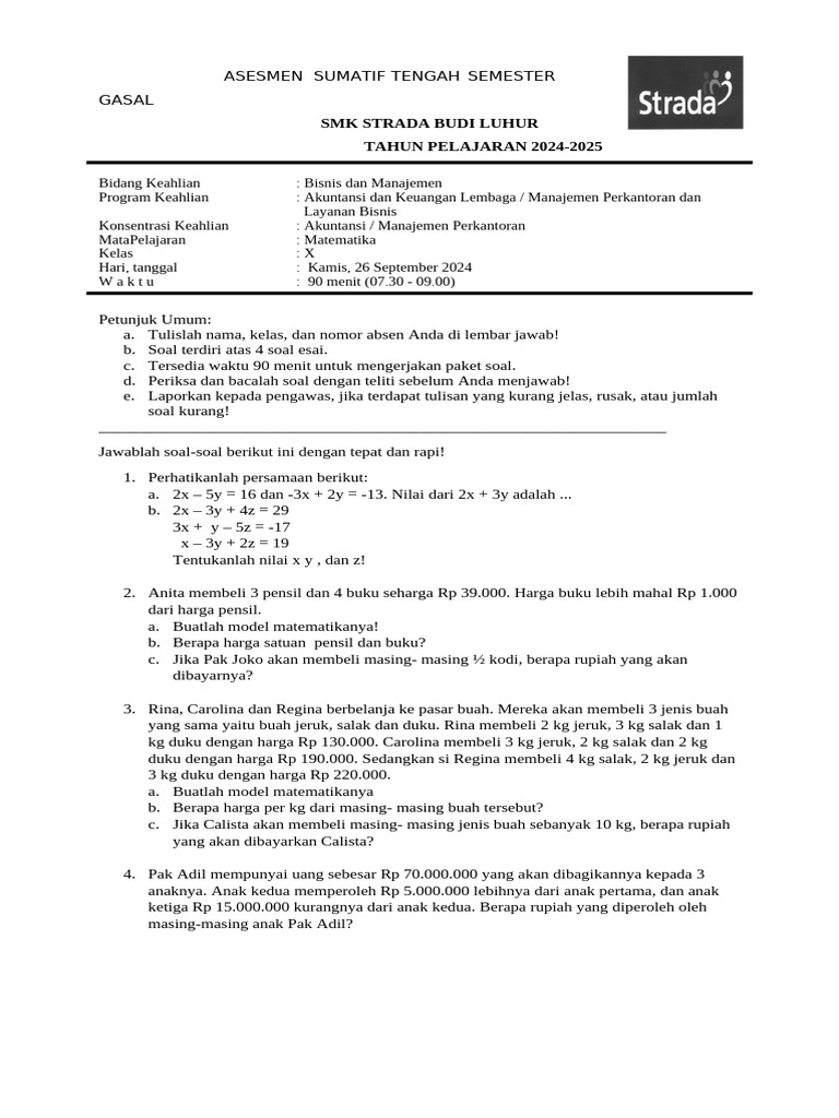 Soal MM Astsg 24 25 | PDF