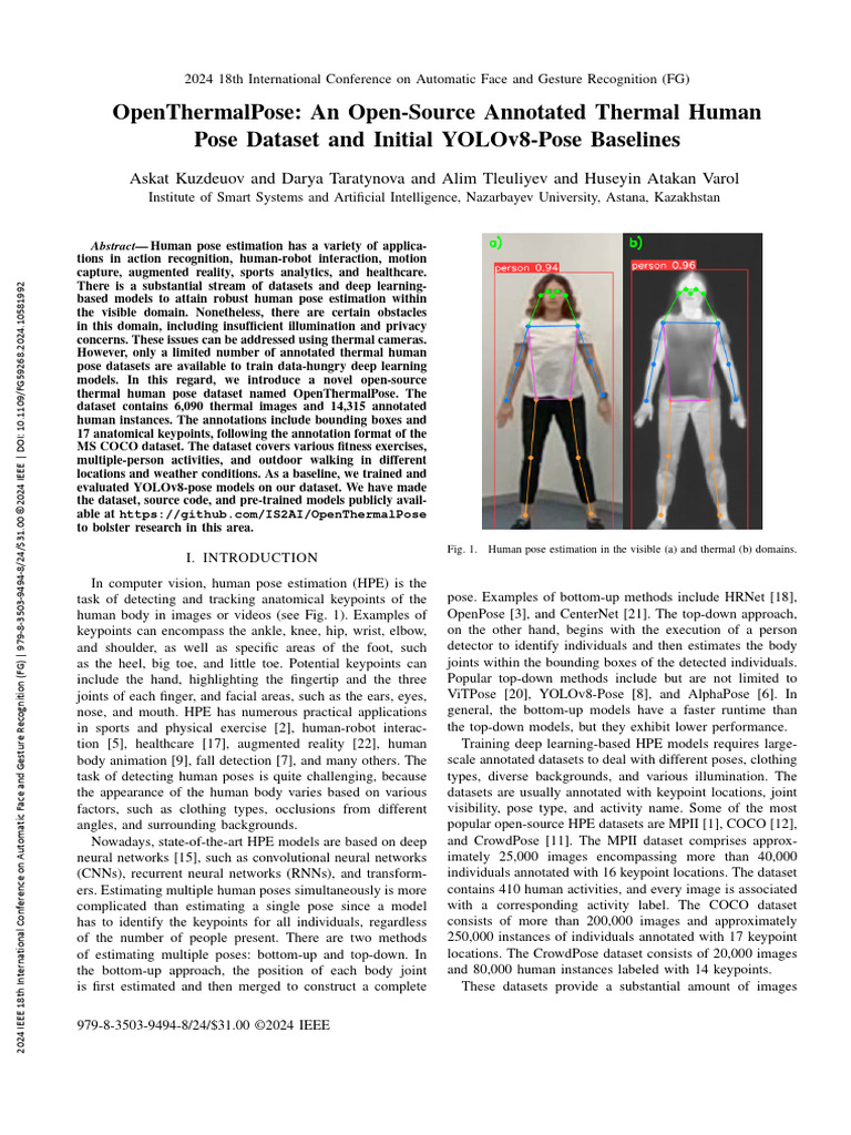 Openthermalpose An Open Source Annotated Thermal Human Pose Dataset And Initial Yolov8 Pose