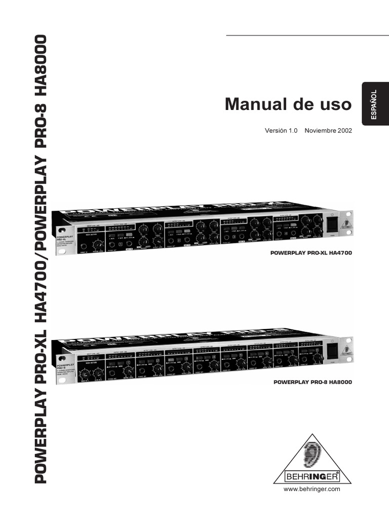 Manual Behringer Ha8000 Esp | PDF | Auriculares | Electrónica