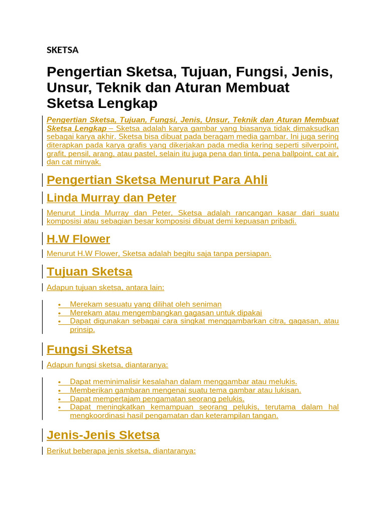 Panduan Lengkap Membuat Sketsa | PDF