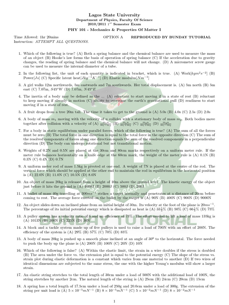 Bundaytutorial Phy101 PQ | PDF | Heat | Temperature
