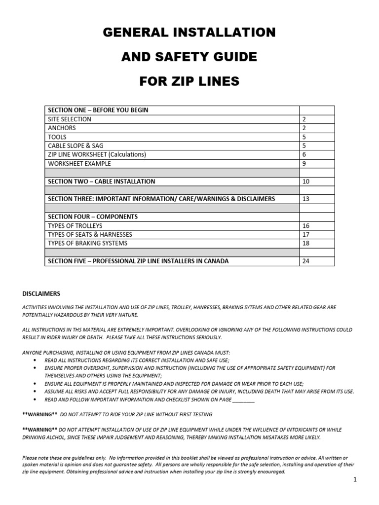 Guidelines To Installing A Zip Line 1 | PDF | Anchor | Rope