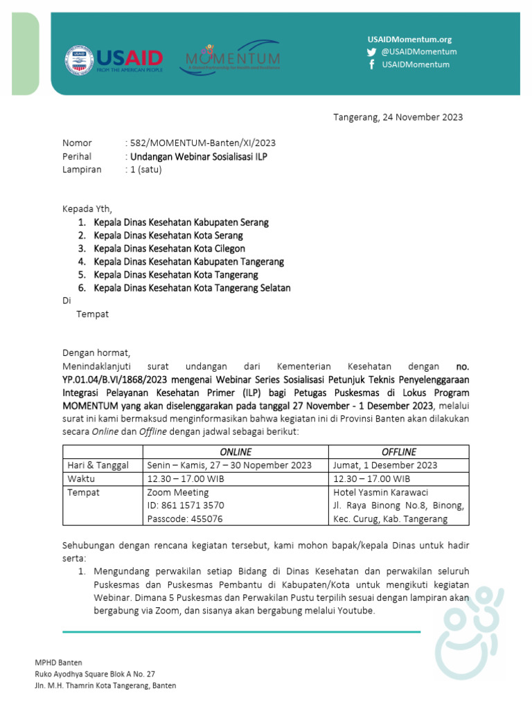 582 - Surat Undangan Webinar ILP Provinsi Banten - Rev | PDF ...