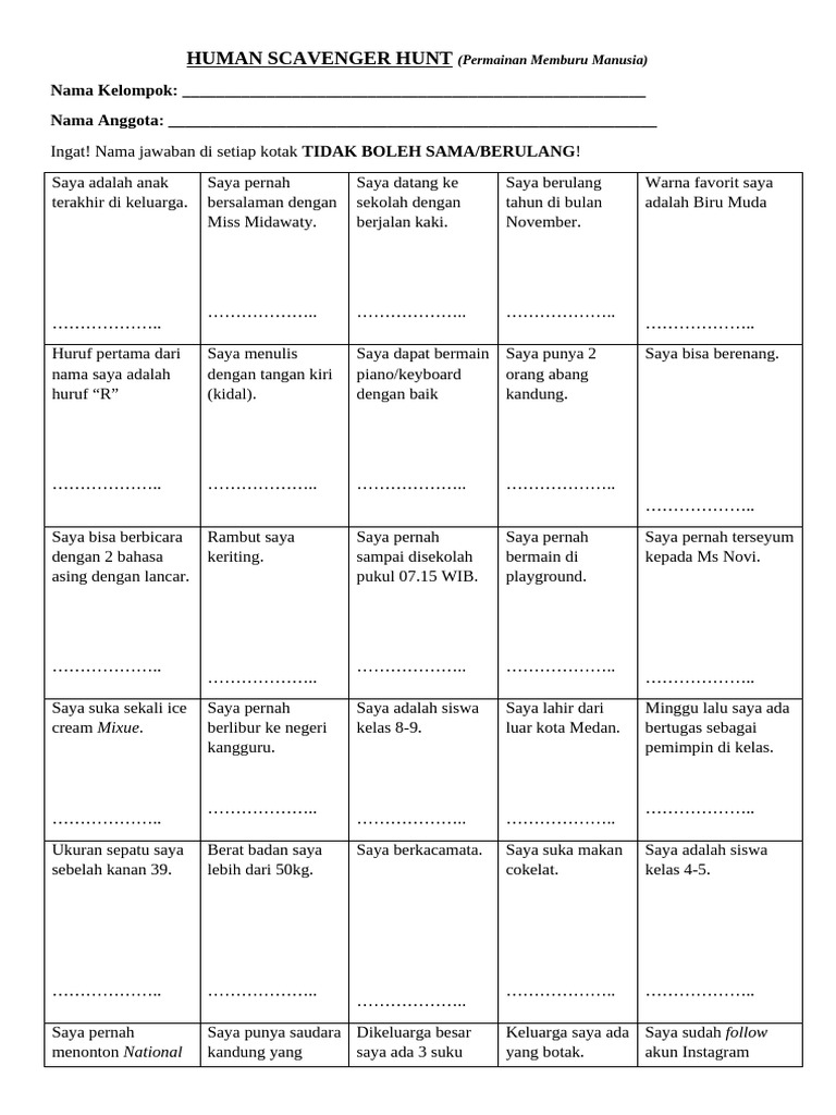 Teacher Scavenger Hunt | PDF