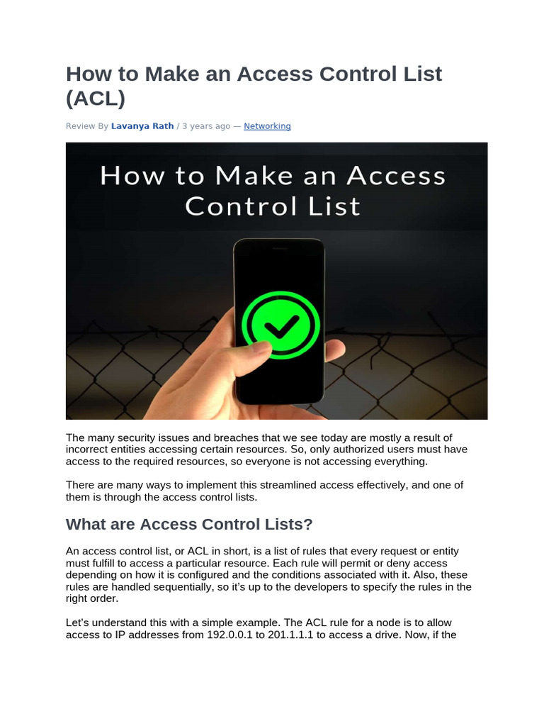 acl notes | PDF | Computer Network | Router (Computing)