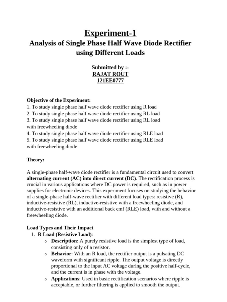 Exp 1 | PDF | Rectifier | Inductor