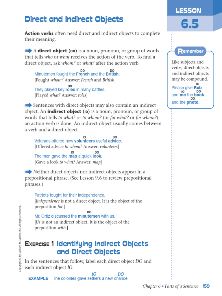 Direct and Indirect Objects Explained | PDF | Verb | Object (Grammar)