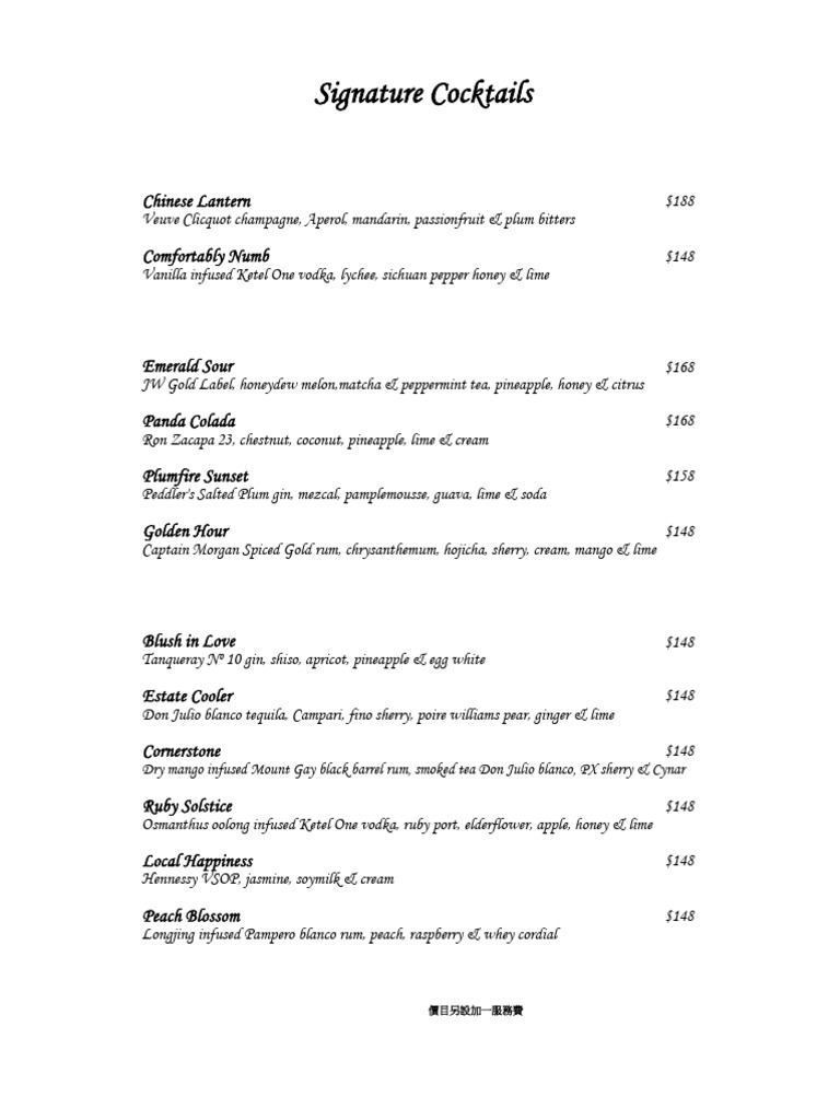 Hutong Cocktail Menu June 2024 | PDF | Edible Fruits