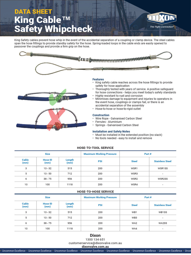 DixonTDS - King Cable Safety Whipcheck | PDF | Steel | Materials