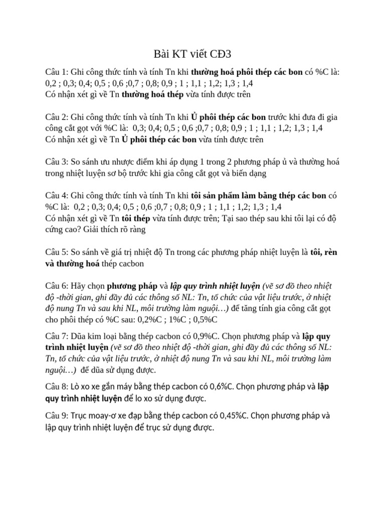 Bài KT viết CD3 | PDF