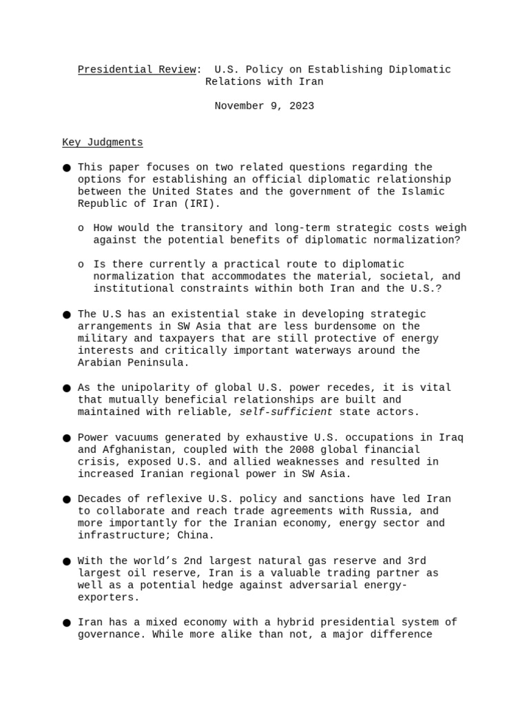 Presidential Review Assignment - Iran | PDF | Iran | Joint ...