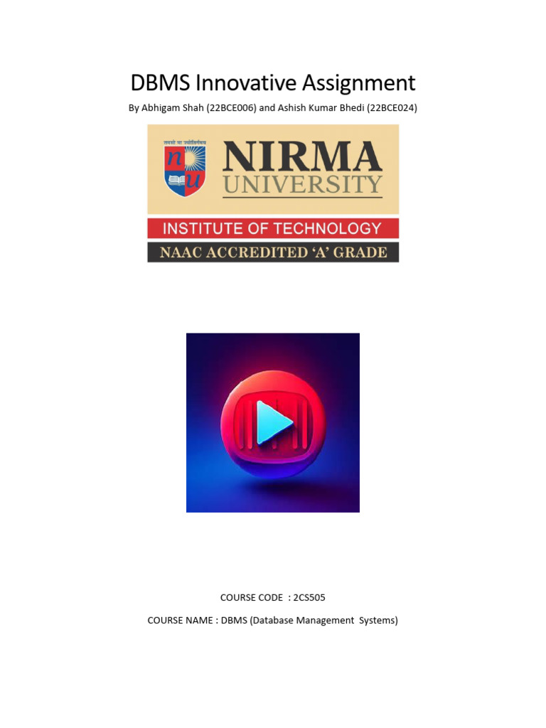 22BCE006 - 22BCE0024 - DBMS - Innovative - Assignment 2 | PDF | Computing | Software Design