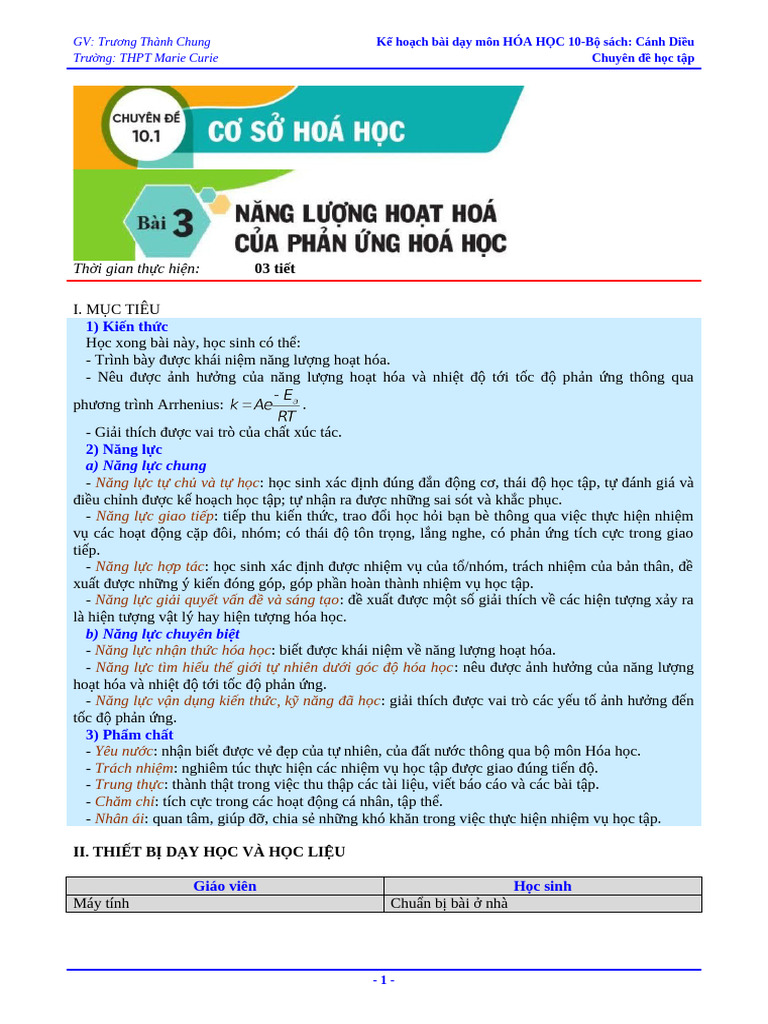 (2223-H10-KHBD) Chuyen de 10.1-Bai 3-Nang Luong Hoat Hoa Cua Phan Ung ...