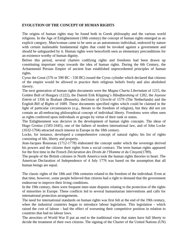 Evolution of The Concept of Human Rights | PDF | Human Rights | Rights