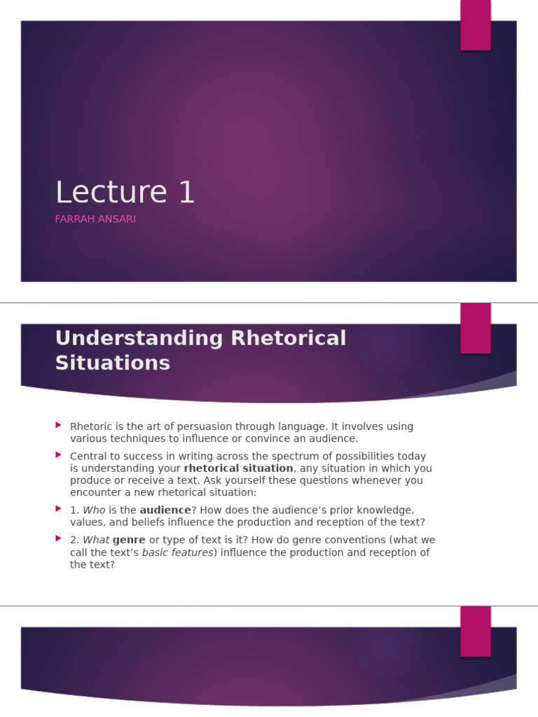 Lecture 1 | PDF | Genre | Rhetoric