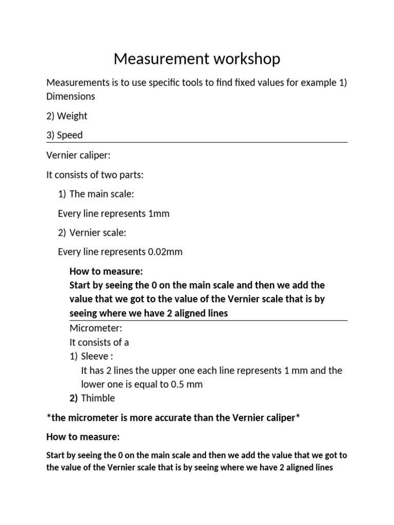 Measurement Techniques Workshop Guide | PDF