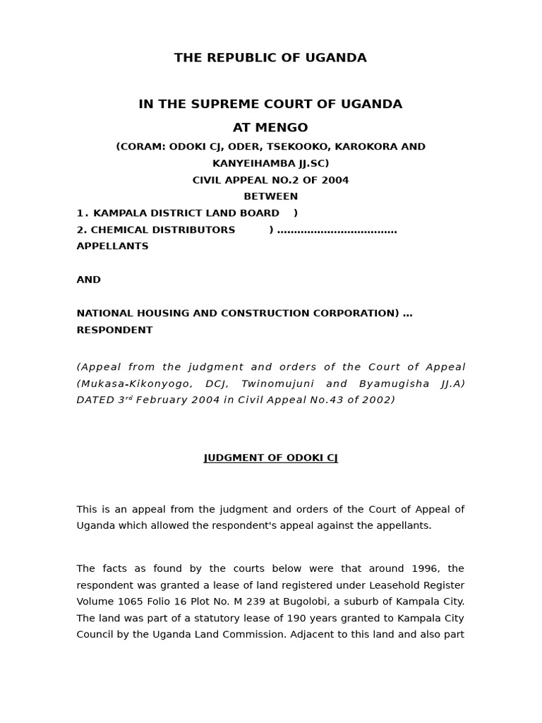 Kampala District Land Board and Anor v National Housing and ...