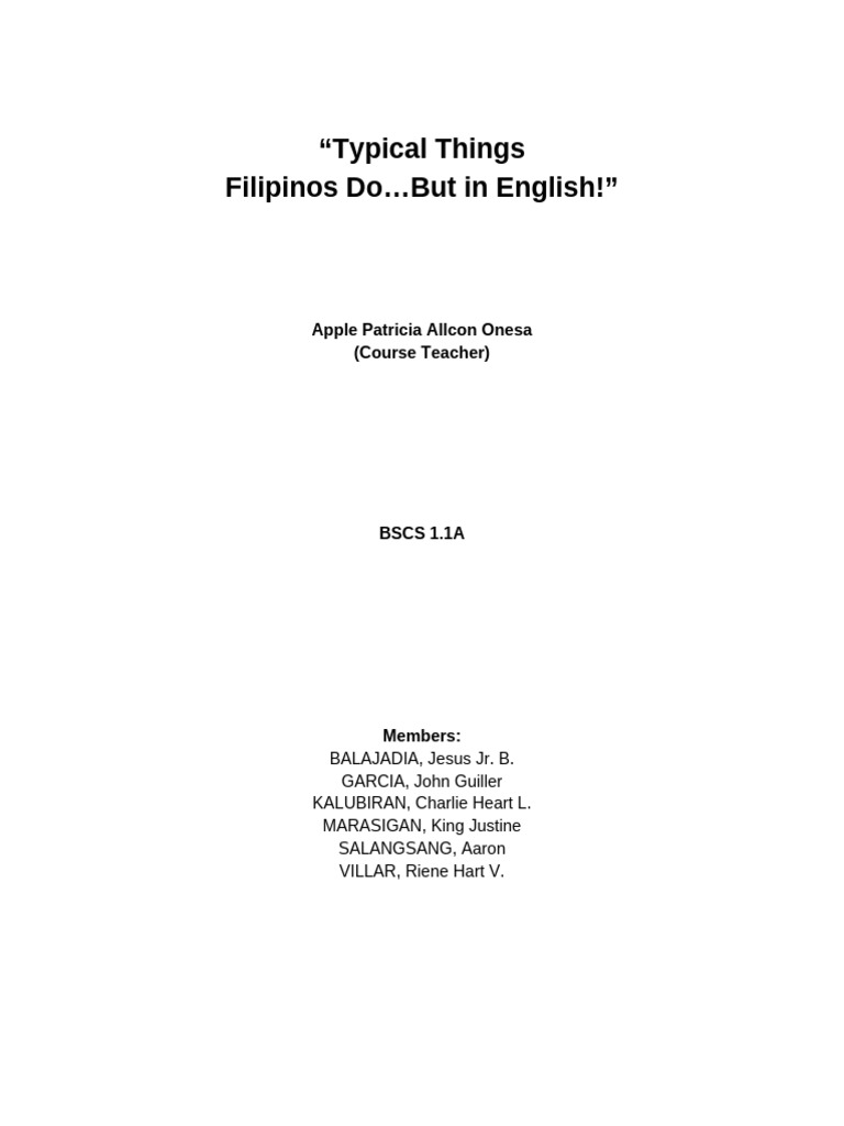 Filipino Daily Life in English Skits | PDF