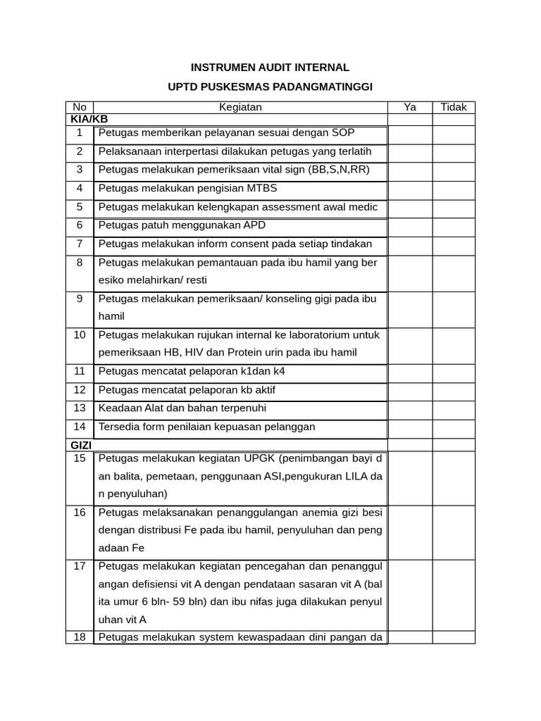 Instrumen Audit Internal | PDF | Sains & Matematika