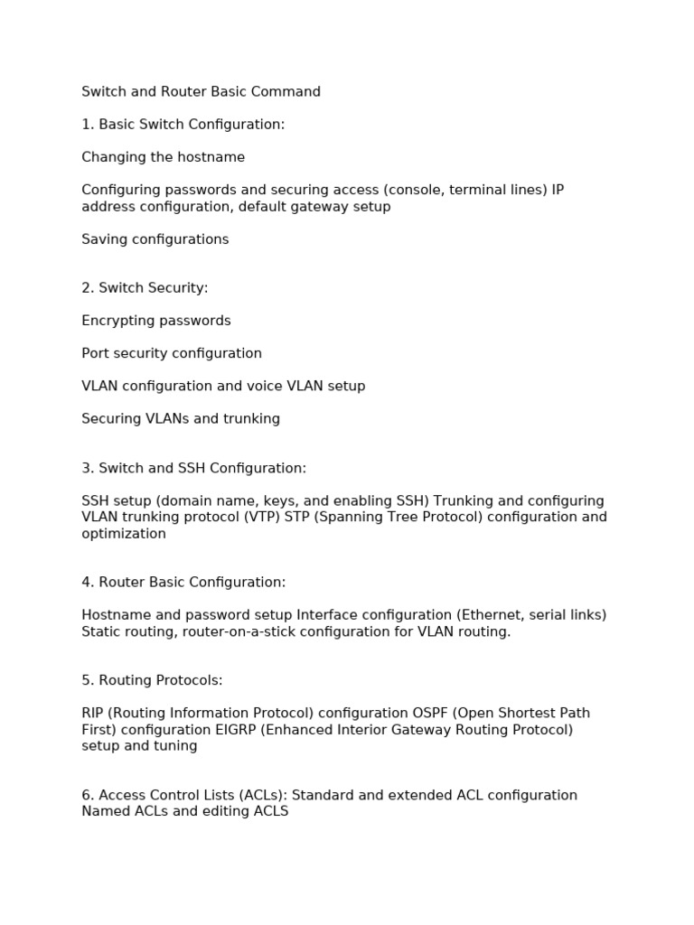 Switch and Router Basic Command | PDF