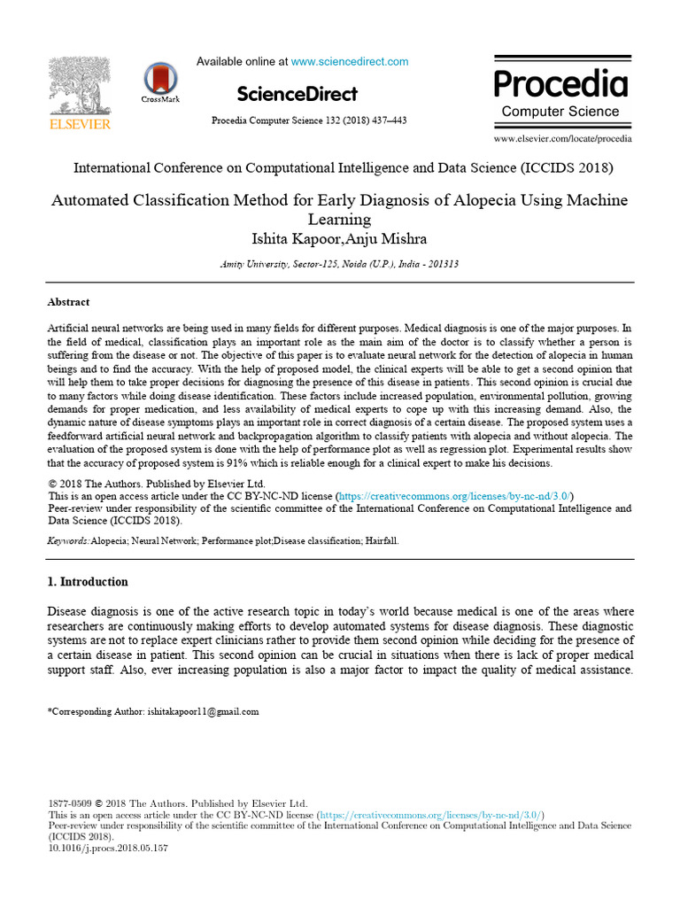 Automated Classification Method For Early Diagnosis of Alopecia Using ...