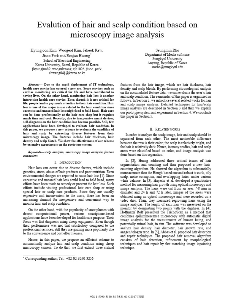 Evalution of Hair and Scalp Condition Based On | PDF | Microscopy | Hair