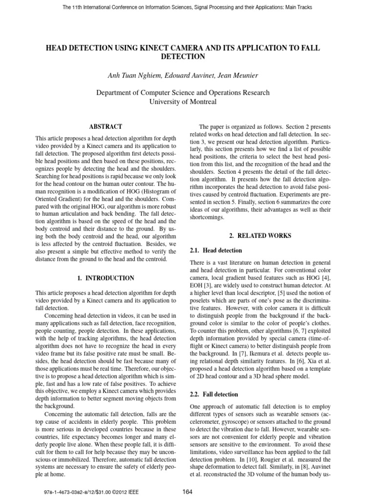 Head Detection Using Kinect Camera And Its Application To Fall Pdf Circle Contour Line