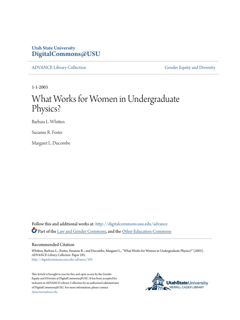 What Works For Women in Undergraduate Physics | PDF | Loom | Weaving