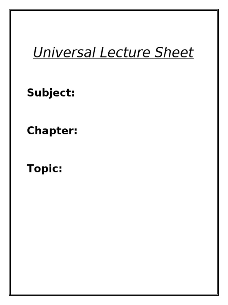 Universal Lecture Sheet Format | PDF
