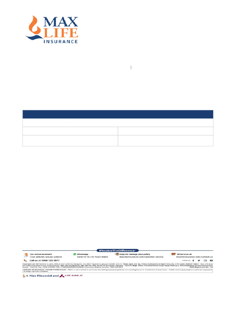 Max Life Insurance Payment Acknowledgement | PDF | Business | Finance ...