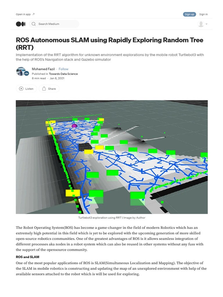 ROS Autonomous SLAM Using Rapidly Exploring Random Tree RRT by Mohamed Fazil Towards Data ...