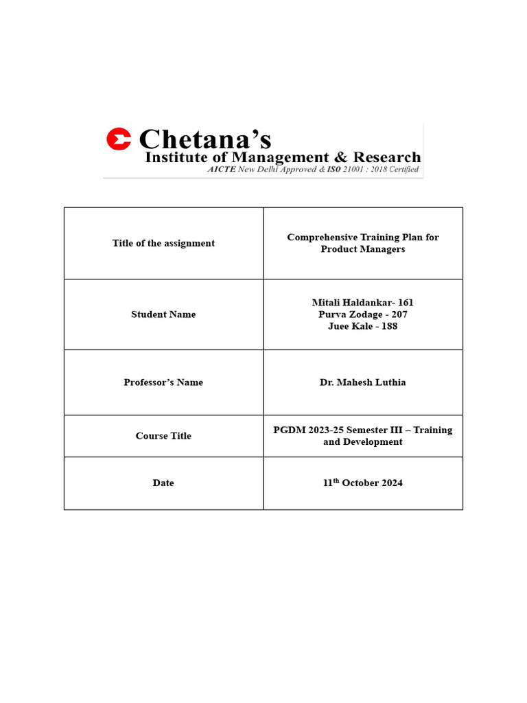 PM Training Plan for PGDM Students | PDF | Agile Software Development ...