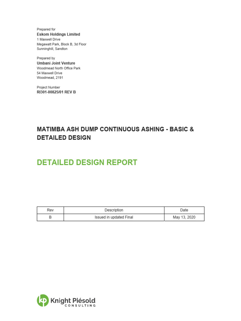 301-00825-01 Detailed Design Report | PDF | Dam | Road