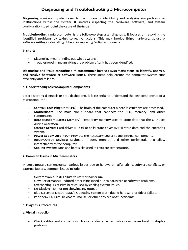Diagnosing and Troubleshooting a Microcomputer | PDF | Computer Hardware | Computer Data Storage
