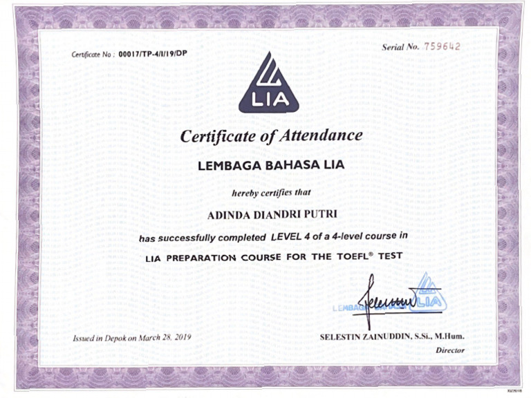 Certificate LIA | PDF