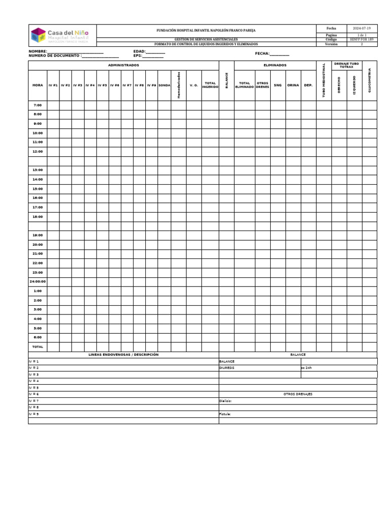 Formato de Control de Líquidos | PDF