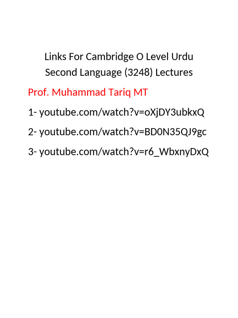 Links For Cambridge O Level Urdu Second Language | PDF | Science ...