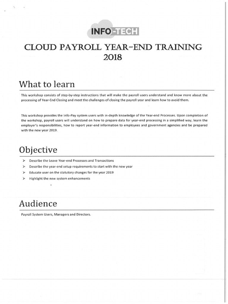 Cloud Payroll Year-End Training - 2018 | PDF