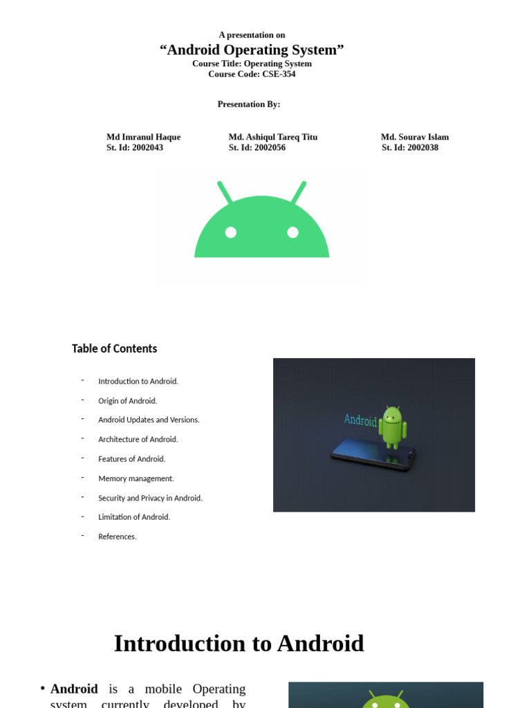 Presentation On Android OS | PDF | Android (Operating System) | Kernel (Operating System)