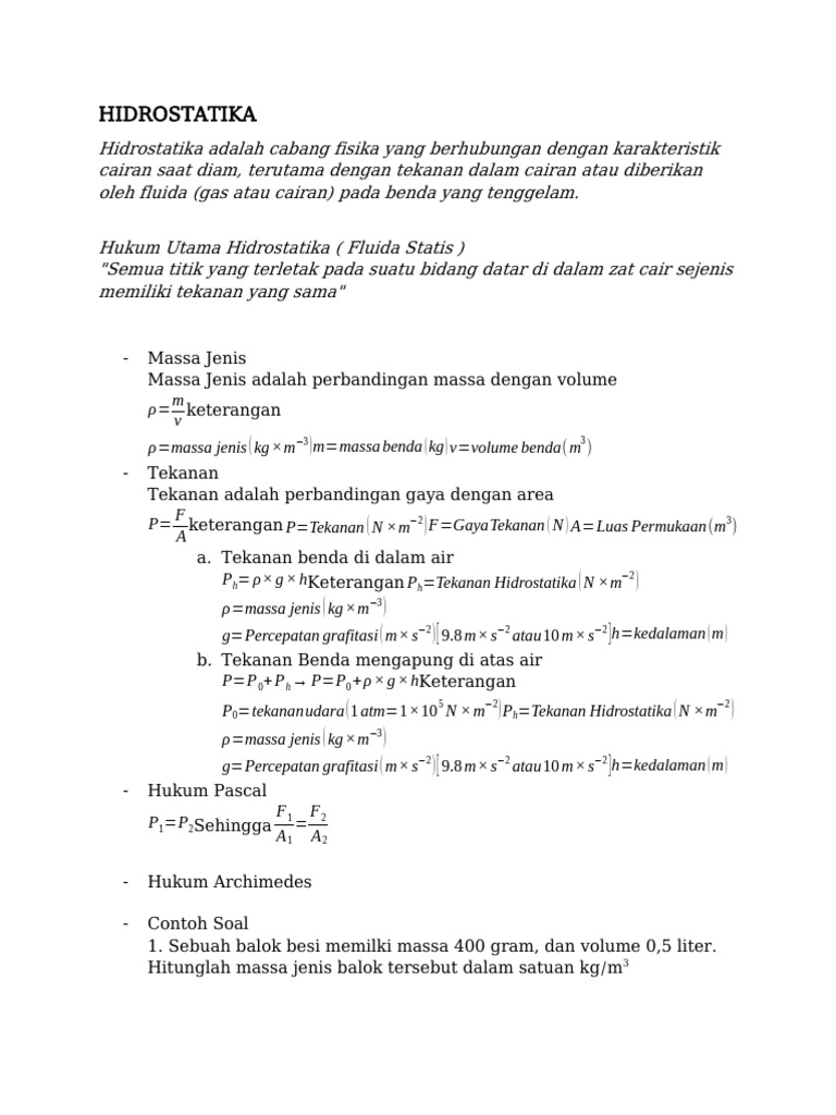 FISIKA Hidrostatika | PDF